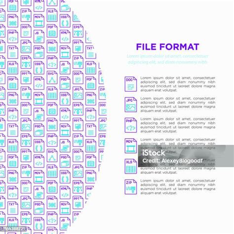 문서 Pdf Php Html  Png Txt Mov Eps Zip Css Js 얇은 라인 아이콘 파일 형식 개념 현대 벡터