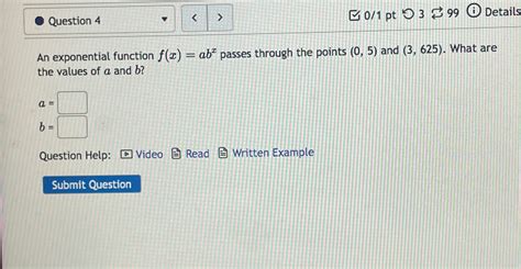 solved question 401 ﻿pt3⇄99detailsan exponential function