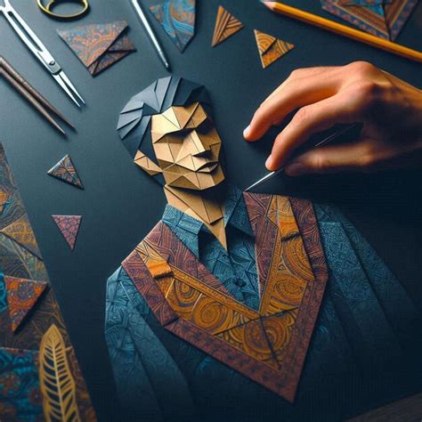 Abstract Origami A Figure In Colorful Folds Premium Ai Generated Image