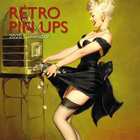 2025 Square Wall Calendar Retro Pin Ups 12 X 12 Inch Monthly View 16