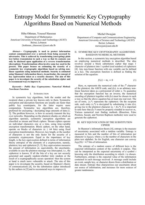 pdf entropy model for symmetric key cryptography algorithms based on
