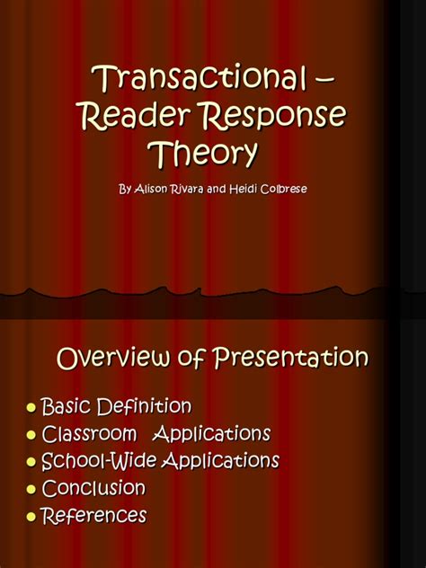 Transactional Reader Response Theory Download Free Pdf Teaching Cognition