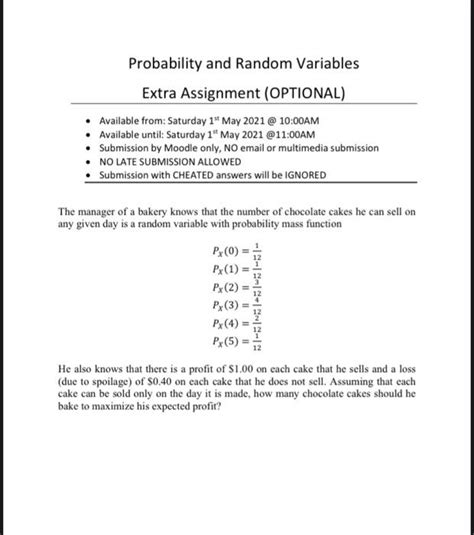 Solved Probability And Random Variables Extra Assignment Chegg