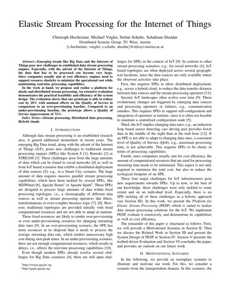 pdf elastic stream processing for the internet of things