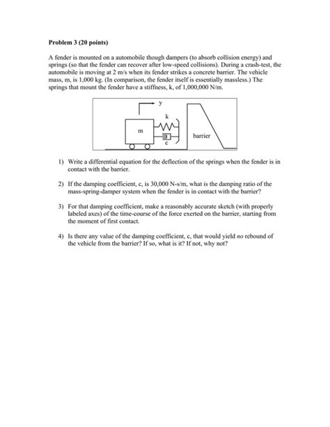 Mass Spring Damper System Fender Collision Problem