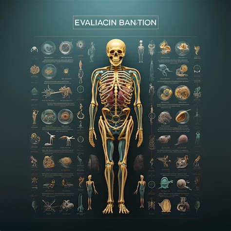 인간 골격 해부학 터 일러스트레이션 인간 몸의 해부학 프리미엄 사진