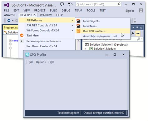 set up the profiler xpo profiler devexpress documentation