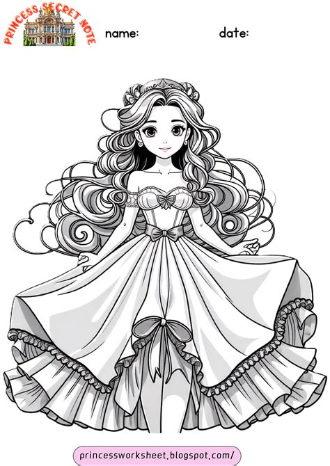 파마머리 공주님 색칠 공부 도안 활동지 컬러링 워크시트 무료 다운로드
