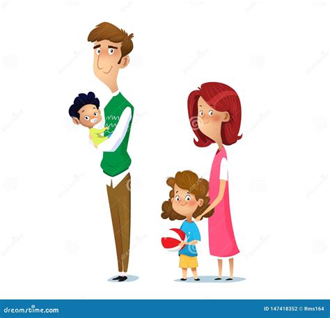 Fam Lia Feliz Pai M E Filho E Filha Junto Ilustra O Do Vetor Ilustra O De Bonito Filho
