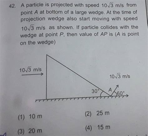 a particle is projected with speed 103 m s from point a at bottom of a l