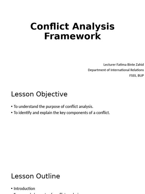 Lesson 3and4 Conflict Analysis Framework Pdf Goal Violence