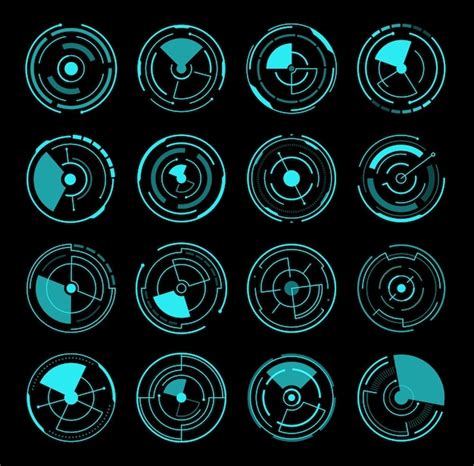 premium vector hud interface round radars futuristic game ui