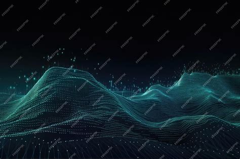 Futuristic Digital Waveform Landscape Premium Ai Generated Image