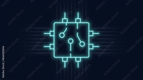 microcontroller neon animation circuit board animated icon glow effect