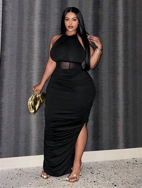 Slaydiva Slayr Plus Size Elegant Sexy Solid Color Bodycon Halter Waist