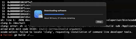 Go Install Loop The Clang Command Requires The Command Line