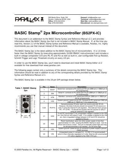 Basic Stamp 2px Microcontroller Bs2px Ic Parallax Inc