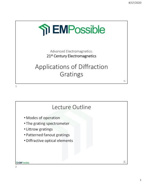 PDF Lecture Applications Of Diffraction Gratings 2020 4 18 Three Modes Of Operation