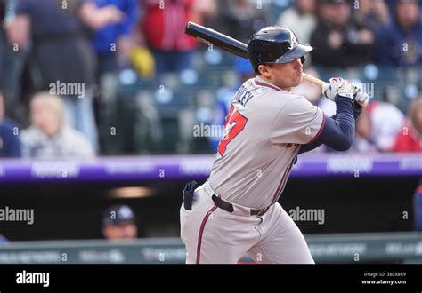 Atlanta Braves Third Baseman Austin Riley 27 In The First Inning Of A