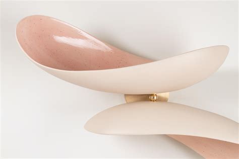 Set Of 2 Elegant Organic Curves Blush And Ivory Sculptural Sconce By
