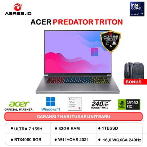 Jual Acer Predator Triton Ultra H Rtx Gb Gb Tb W Ohs Wqxga Hz Dcip