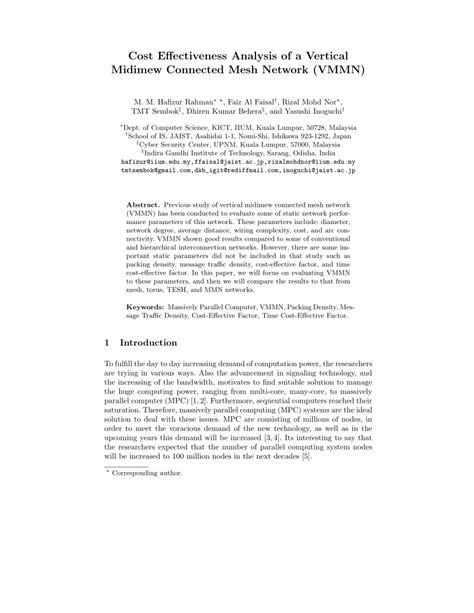 Pdf Cost Effectiveness Analysis Of A Vertical Midimew Connected Mesh Network Vmmn