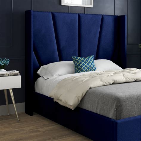 Bellini Wide Curved Winged Upholstered Soft Velvet Bed Frame