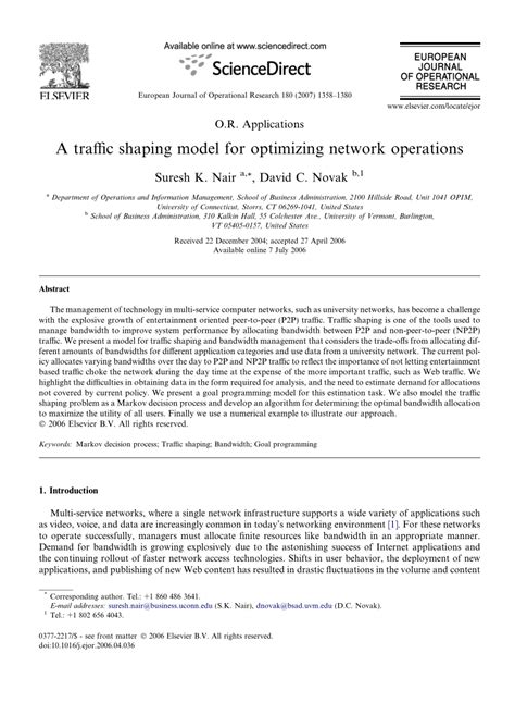 Pdf A Traffic Shaping Model For Optimizing Network Operations