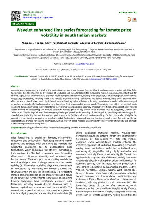 Pdf Wavelet Enhanced Time Series Forecasting For Tomato Price