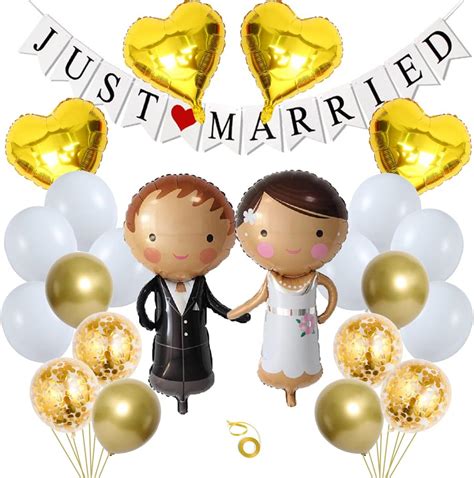 Snowzan 23 Stück Ballons Hochzeit Just Married Girlande Banner Weiß Mr