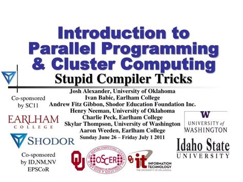 ppt introduction to parallel programming and cluster computing stupid