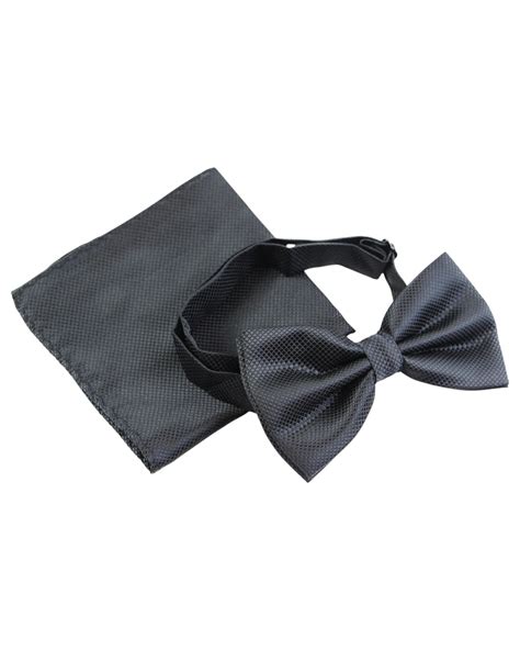 Zasel Mens Plain Coloured Checkered Bow Tie And Matching Pocket Square