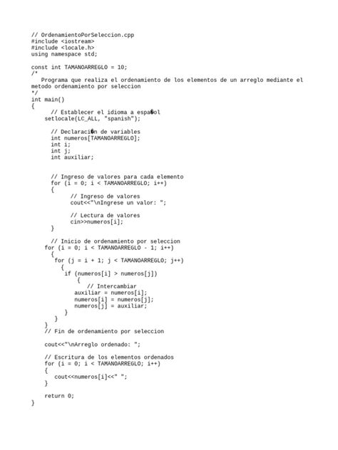 Ordenamiento Por Seleccion C Pdf