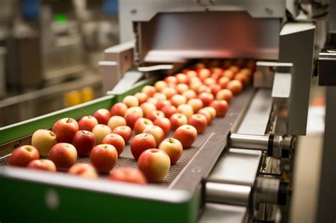 Premium Photo Fresh Apples In Automated Food Processing Facility Ai Premium Photo Fresh Apples In Automated Food Processing Facility Ai