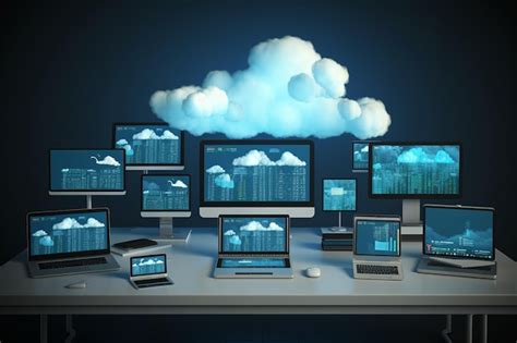 cloud technology concept with data synchronization between devices