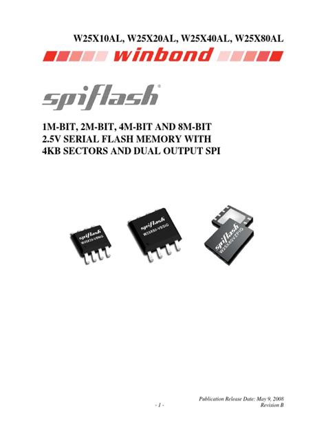 Winbond Serial Flash Memory W25x10al W25x20al W25x40al W25x80al Pdf