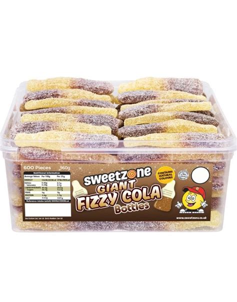 70 Stk Sweetzone Giant Fizzy Cola Bottles Burk Med Stora Sura