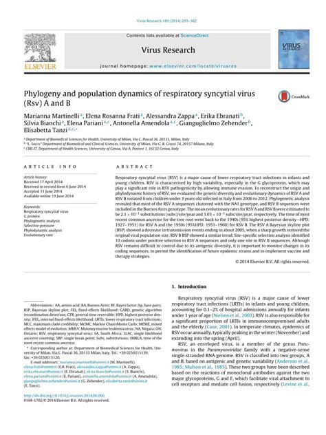 Pdf Phylogeny And Population Dynamics Of Respiratory Syncytial Virus Rsv A And B Dokumen Tips