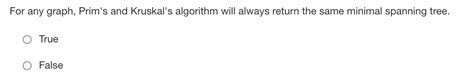 Solved For Any Graph Prim S And Kruskal S Algorithm Will Chegg