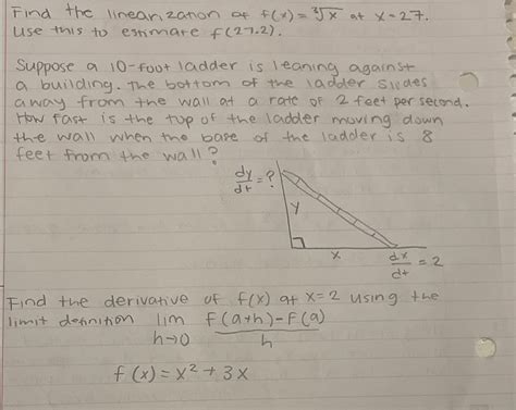 Solved Find The Linearization Of F X X3 ﻿at X 27 ﻿use This
