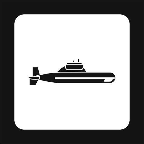 색 배경 터 일러스트레이션에 간단한 스타일의 잠수함 아이콘 프리미엄 벡터