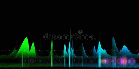 Abstract Background Color Wavy Wireframe Shines On Black Technology Wireframe Concept Data In