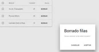 Javascript Borrar La Fila Seleccionada Desde Un Dialogo De Material Design Lite Stack