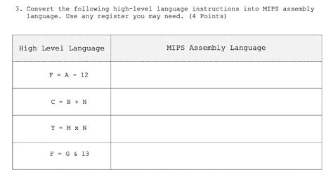 solved 3 convert the following high level language