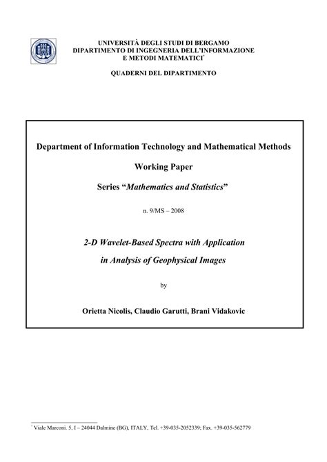 Pdf 2 D Wavelet Based Spectra With Application In Analysis Of
