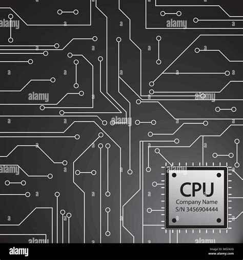 Cpu Microprocessor Microchip And Circuit Board Stock Vector Illustration Stock Vector Image