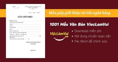 Mẫu giấy giới thiệu rút tiền ngân hàng file Word