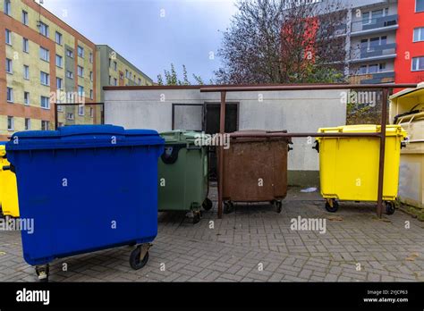 The Arsonist Set Fire To Garbage Containers Burned Garbage Action Of The Fire Brigade Stock