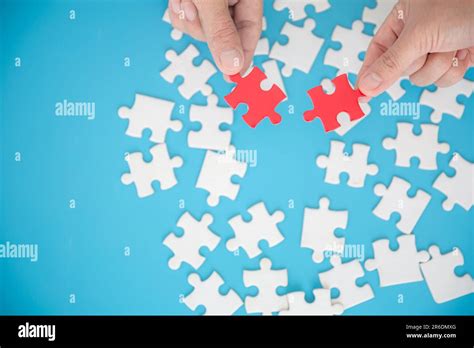 Human Hands Holding Red Jigsaw With Word Problem Solution Symbol Of