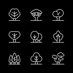 Set Icons Of Trees Royalty Free Vector Image VectorStock